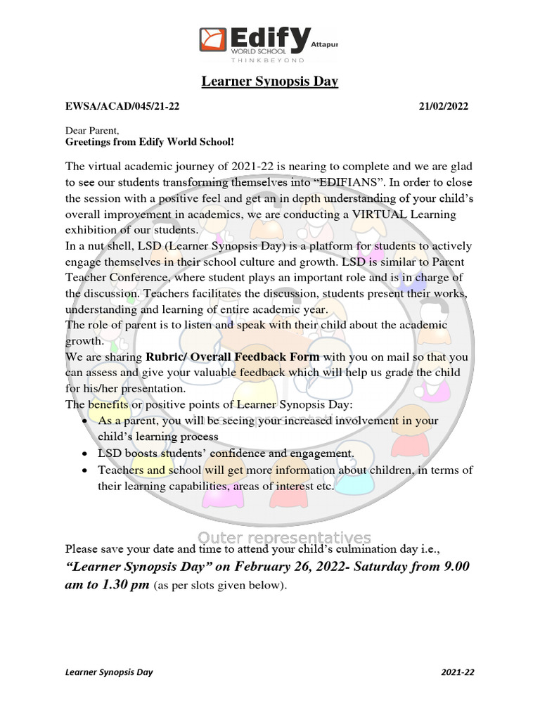 Parent Guide: Learner Synopsis Day | PDF | Learning | Cognitive Science
