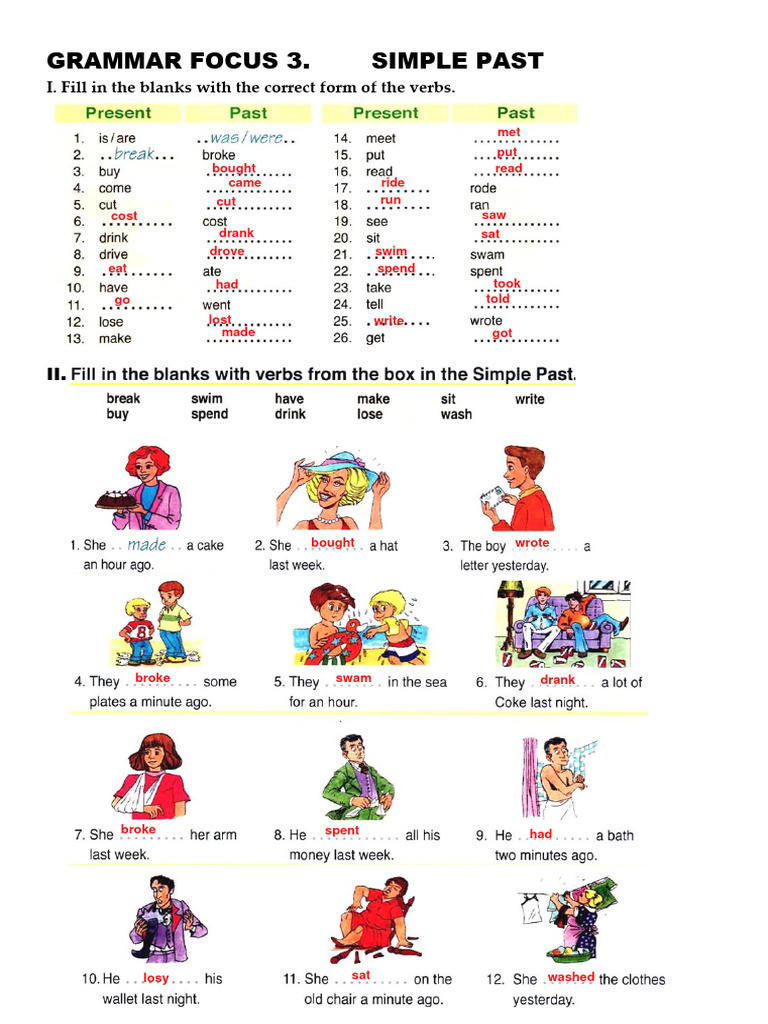 GRAMMAR FOCUS 3. SIMPLE PAST - Key | PDF
