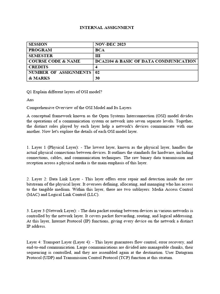 Basic Commuincation Assignment | PDF | Osi Model | Computer Network