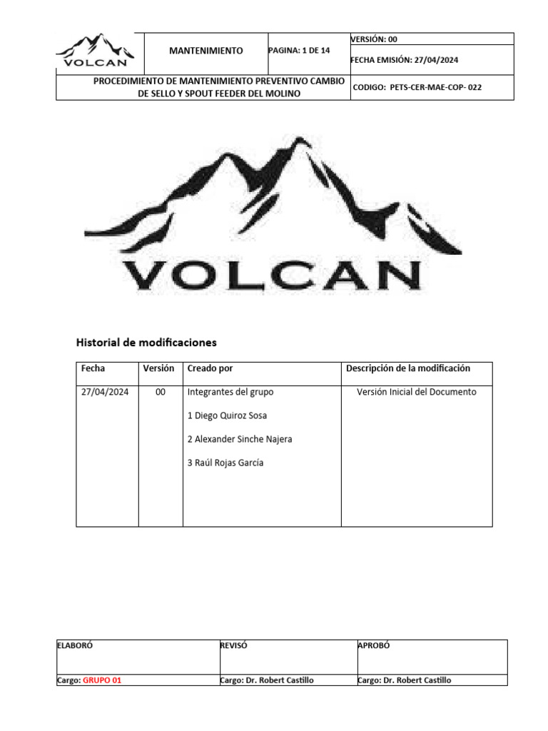 Practica 11 GM SD Grupo 01 Diegoquiroz Procedimiento de Mantenimiento 72489945 | PDF | Soldadura ...