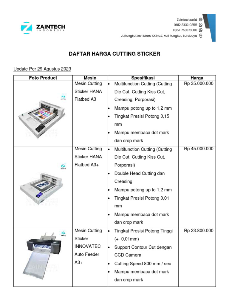 Daftar Harga Cutting Sticker | PDF | Photography Equipment | Imaging