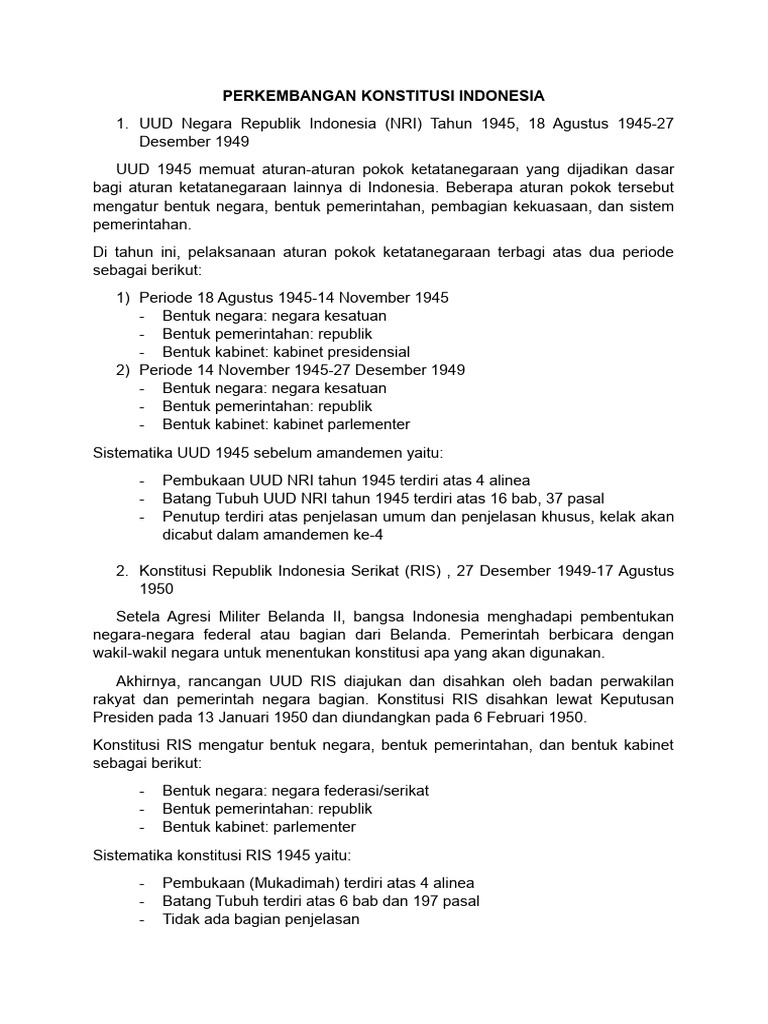 Perkembangan Konstitusi Indonesia | PDF