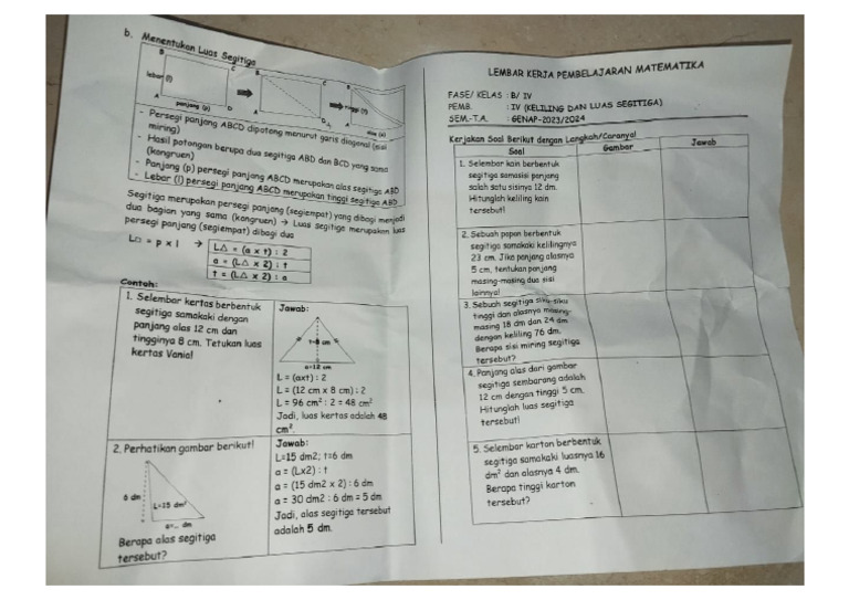 Materi Segitiga Kelas 4 Sem 2 v1 | PDF
