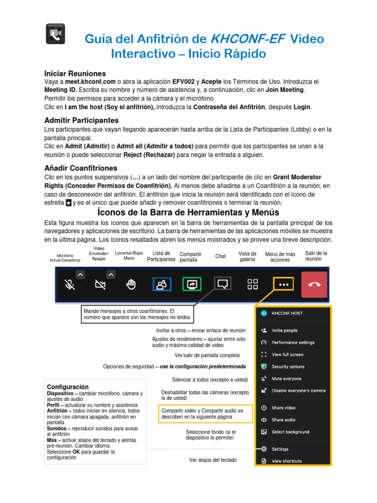 Guía Rápida para Anfitriones de KHCONF | PDF | Software | Informática