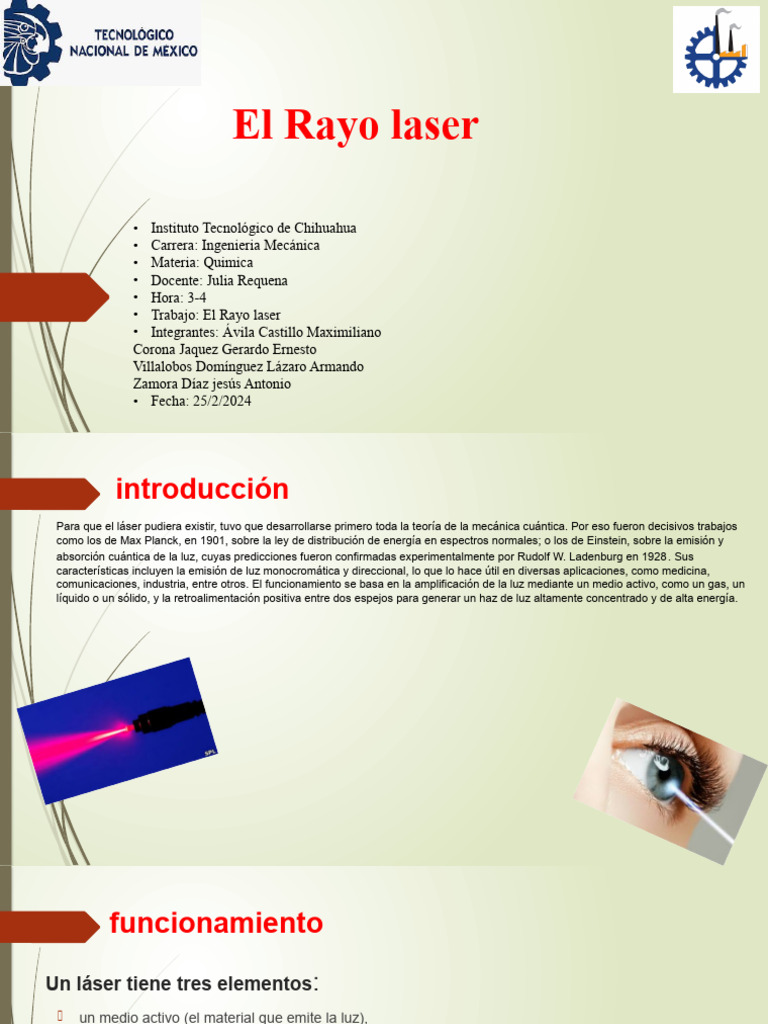 Funcionamiento y Aplicaciones del Láser | PDF | Láser | Ligero