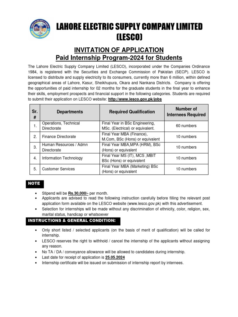 Advertisment For Paid Internship 2024 | PDF | Bachelor Of Science ...