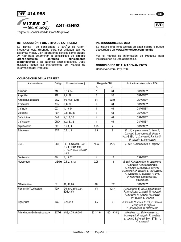 Package - Insert - AST-GN93 REF - 414985 | PDF | Beta lactamasa ...