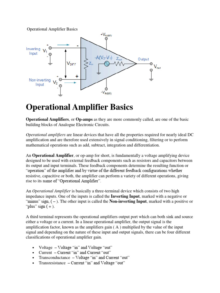 Op-Amp Basics and Applications | PDF | Operational Amplifier | Amplifier