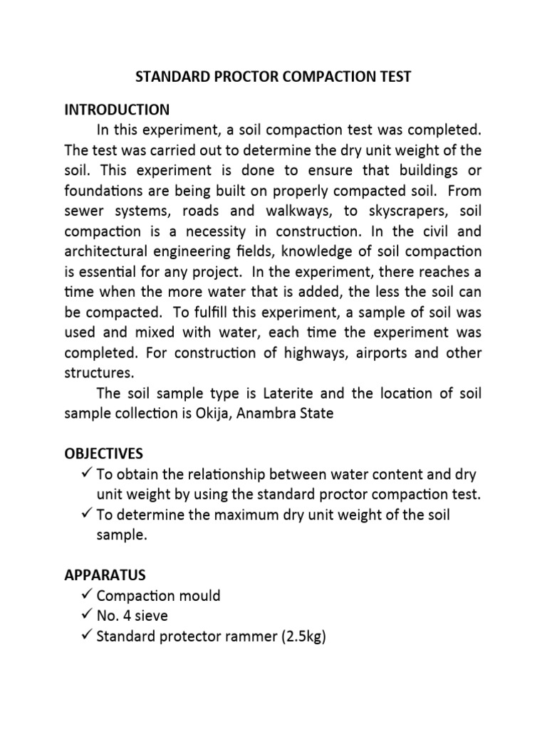 Standard Proctor Compaction Test Guide | PDF | Soil | Natural Materials