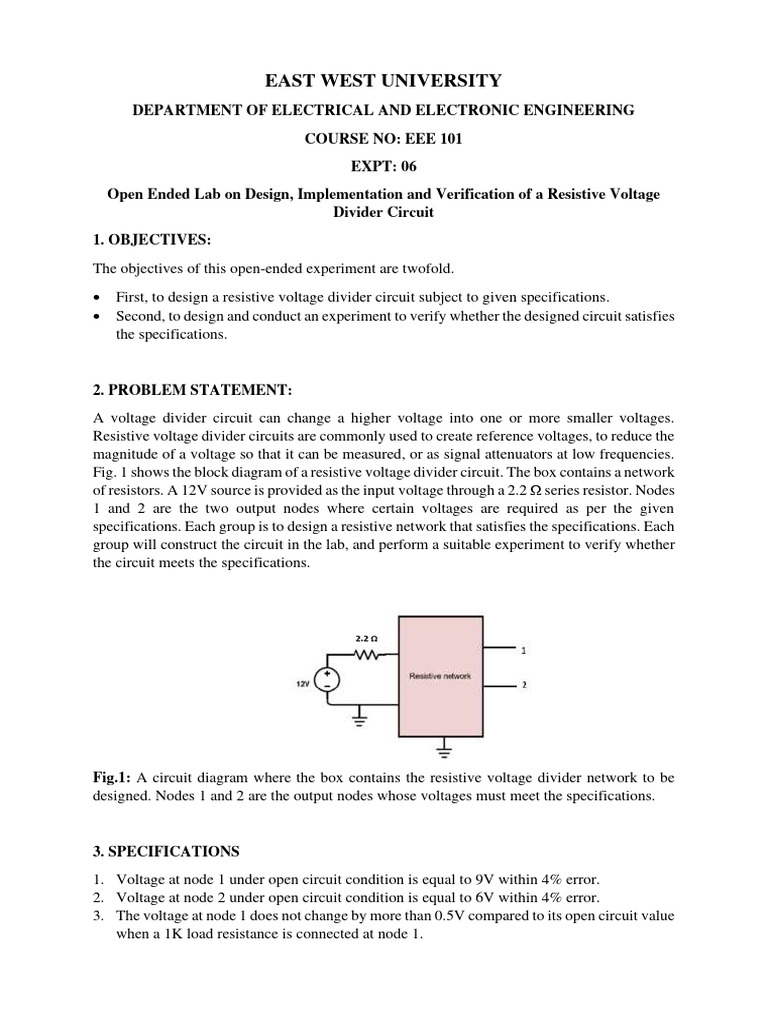 Eee101expt5 - Open Ended Lab | PDF | Electrical Network | Electrical ...