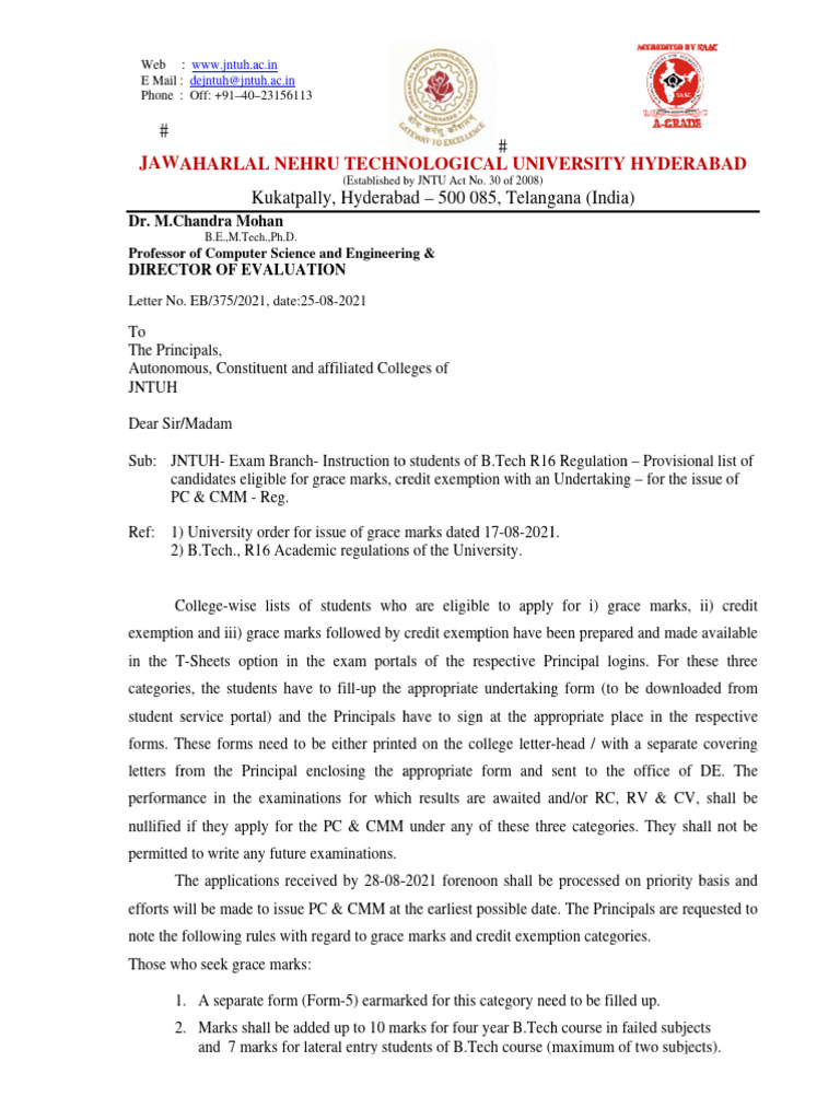 JNTUH BTECH R16 Grace Undertaking | PDF | Qualifications | Vocational ... JNTUH BTECH R16 Grace Undertaking | PDF | Qualifications | Vocational ...