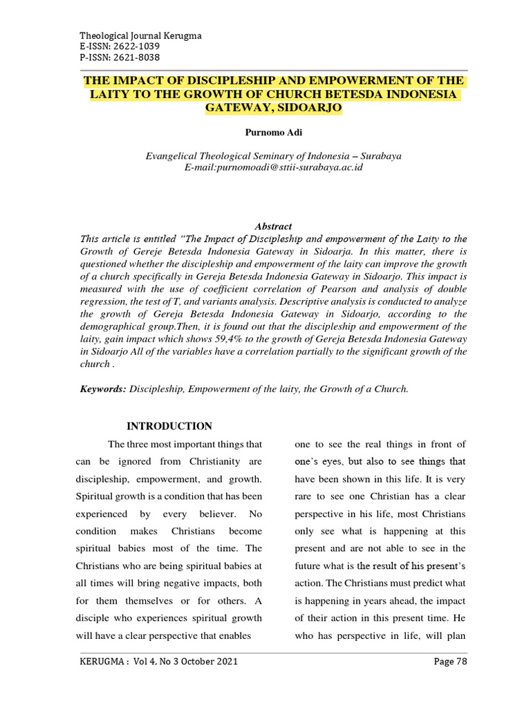 Discipleship's Impact on Church Growth | PDF | Jesus | Disciple ...