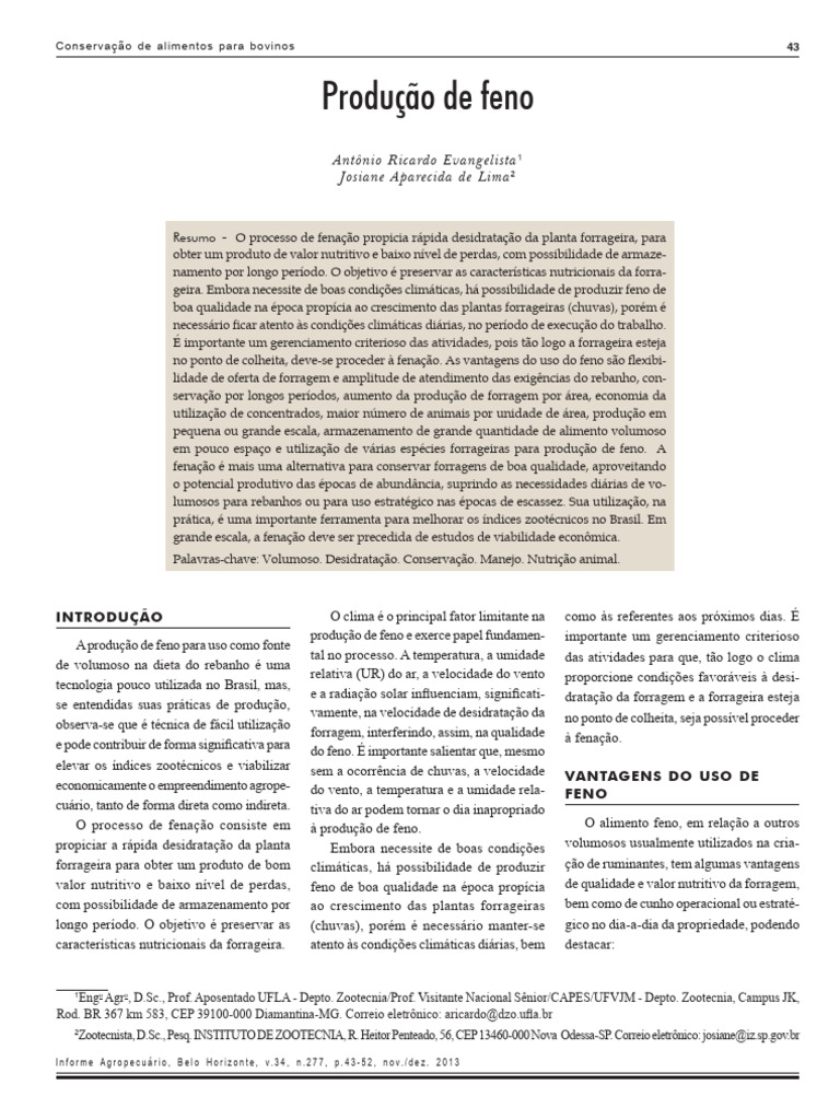 Produção de Feno | Download grátis PDF | Feno | Agricultura