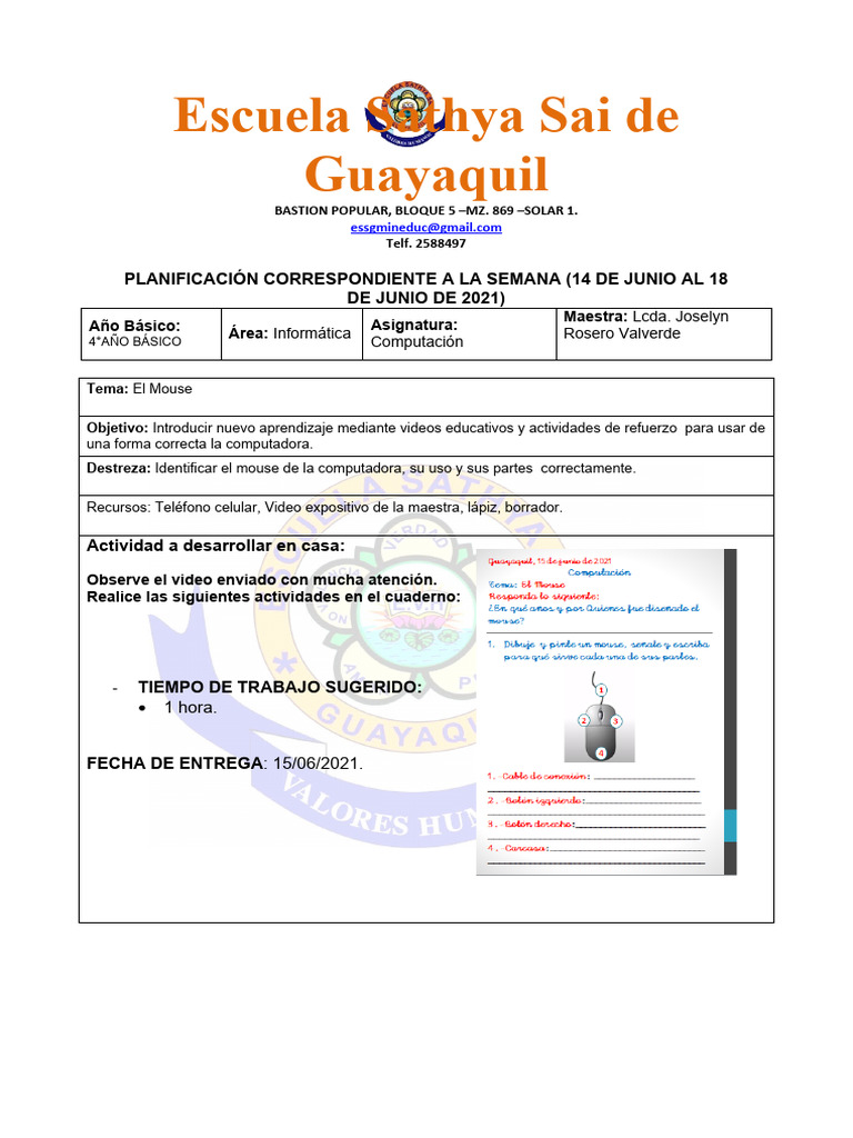 6computación 4°, 5º, 6º, 7º Año Básico Semana 14 de Junio Al 18 de Junio | PDF | Informática