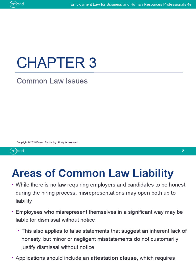 CH 3 Common Law Issues | PDF | Legal Liability | Employment