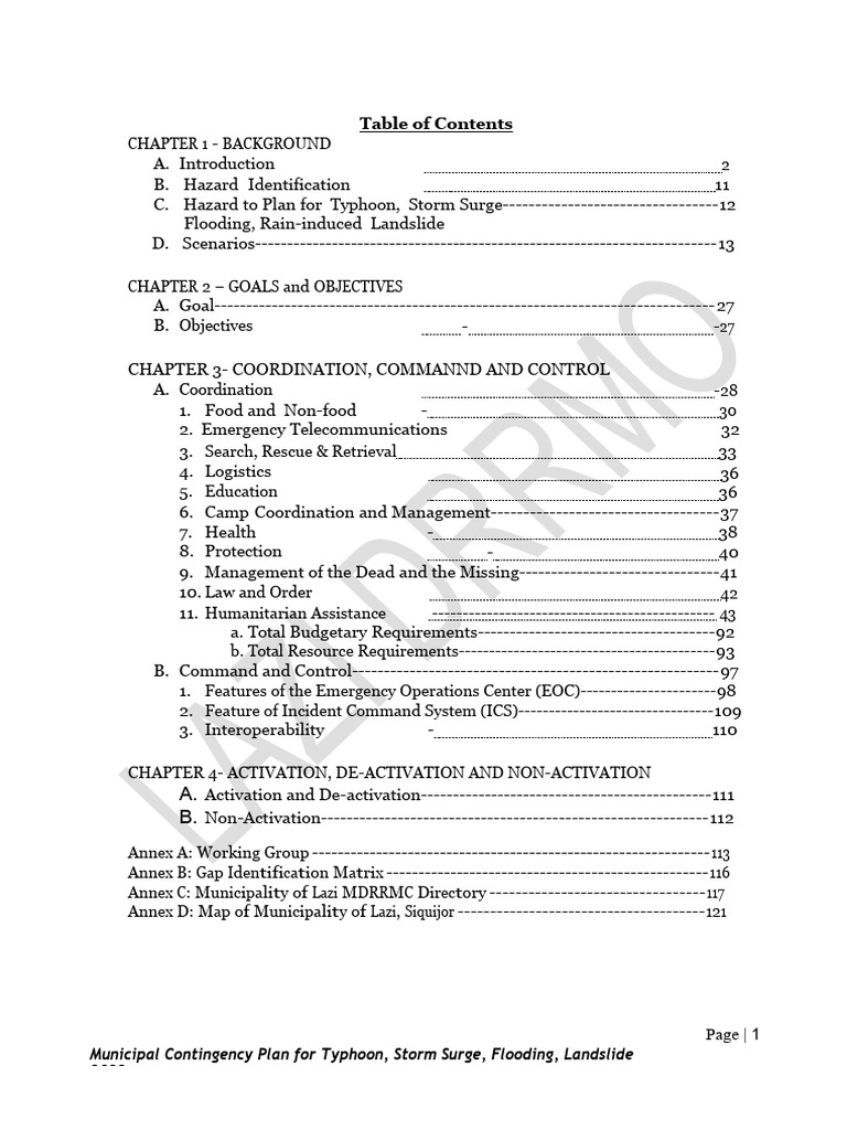 Contingency Plan For Typhoon StormSurge and Flooding | PDF | Tropical ...