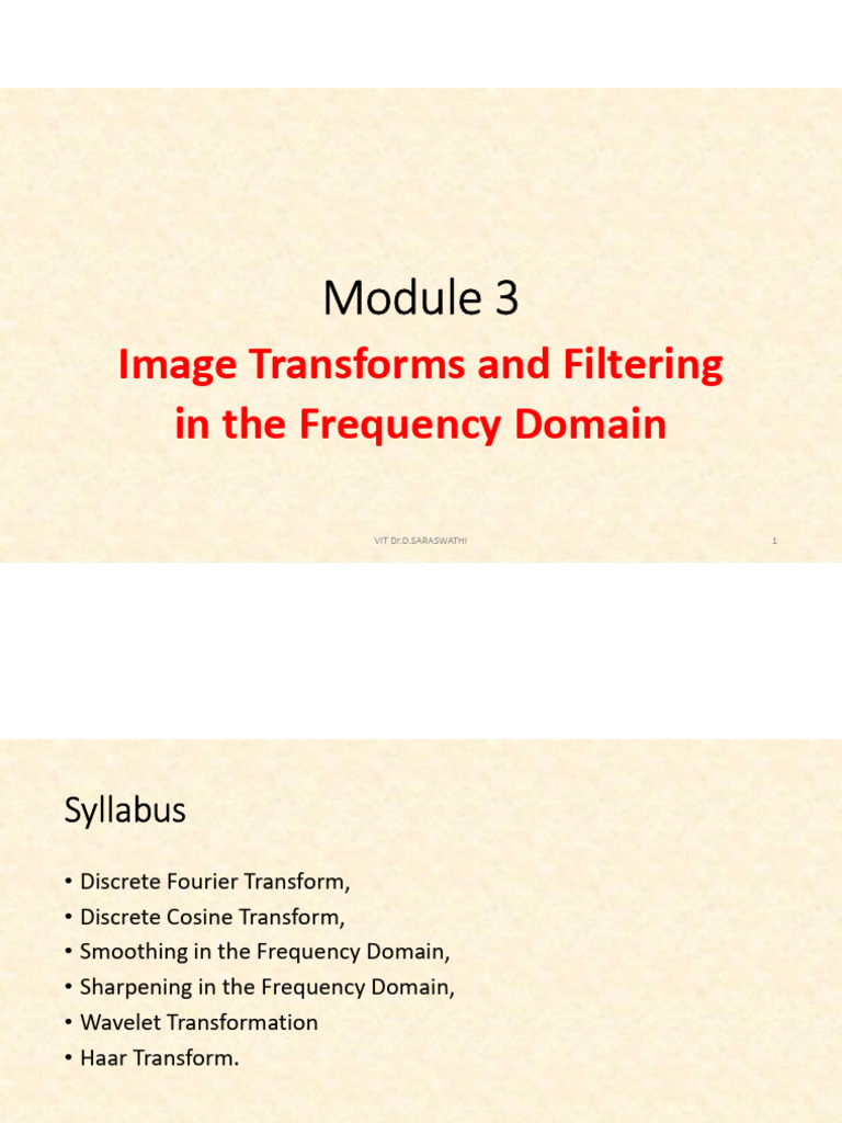 Module 3-Image Transforms and Filtering in The Frequency | PDF ...