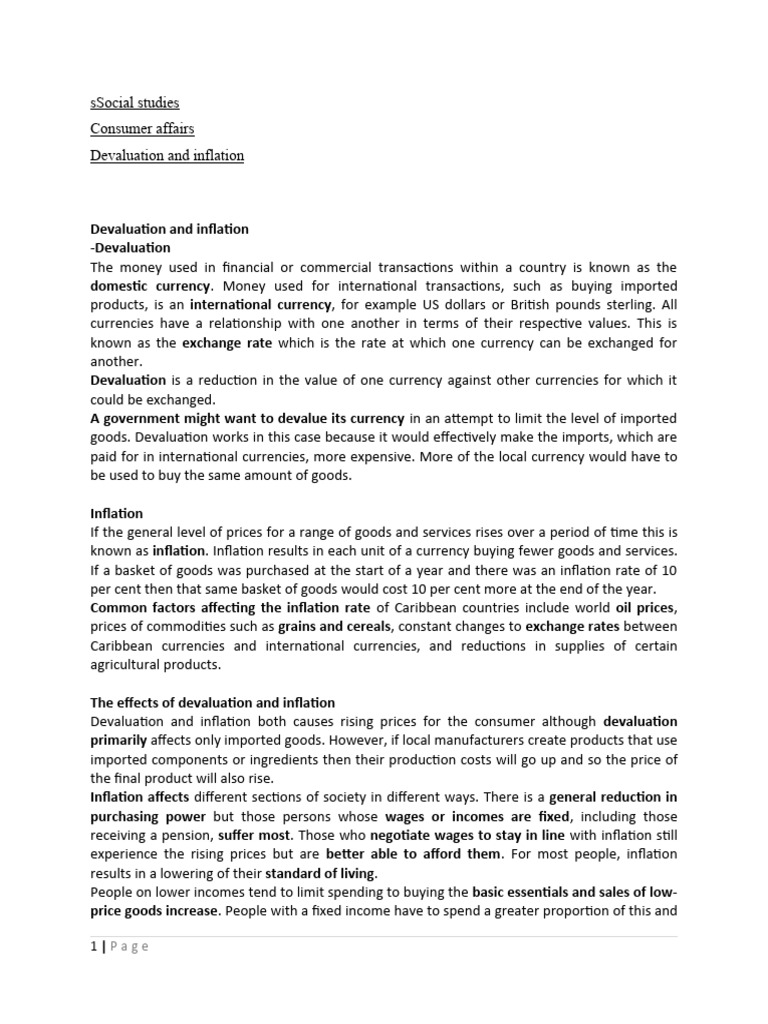 Devaluation, Inflation, and Consumer Impact | PDF | Inflation | Devaluation