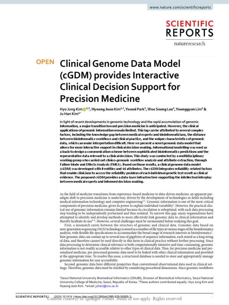 Clinical Genomic Data | Download Free PDF | Bioinformatics | Information