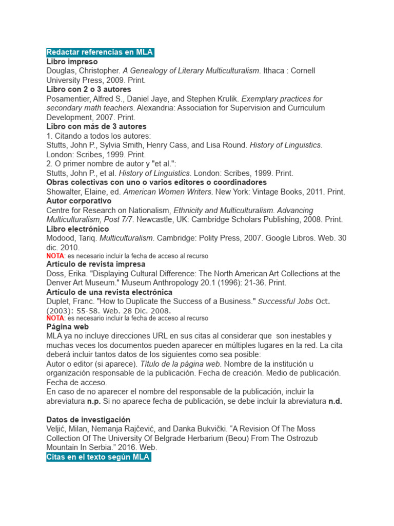 Sistema de Referencias en MLA | Descargar gratis PDF | Publicación