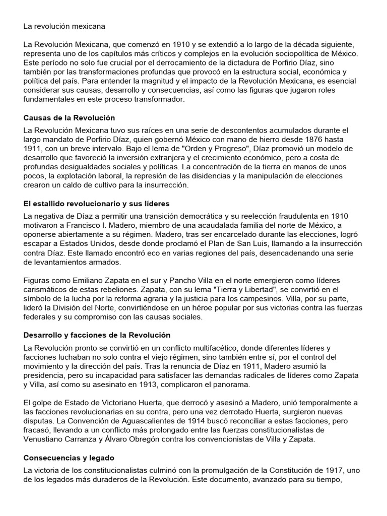 La Revolución Mexicana 2 | PDF | revolución mejicana | México