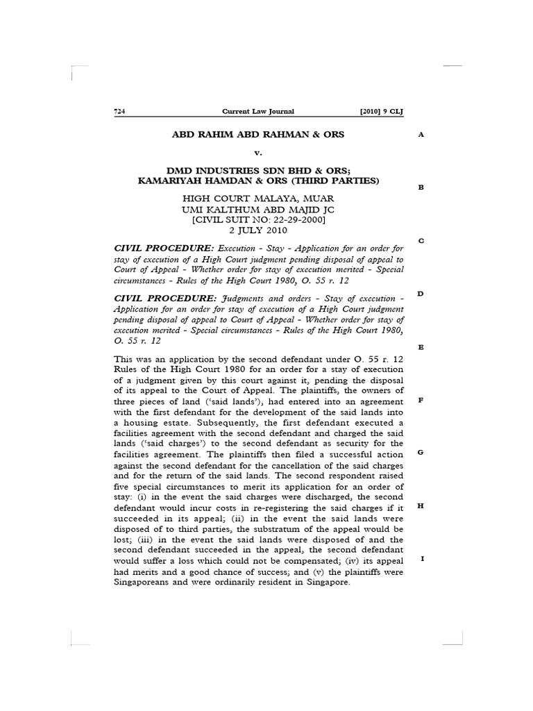 Stay of Execution in Abd Rahim Case | PDF | Lawsuit | Justice