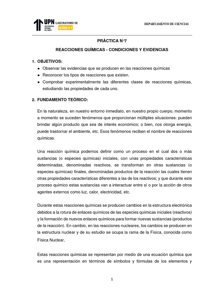 Reacciones Químicas: Tipos y Evidencias | PDF | Química | Redox