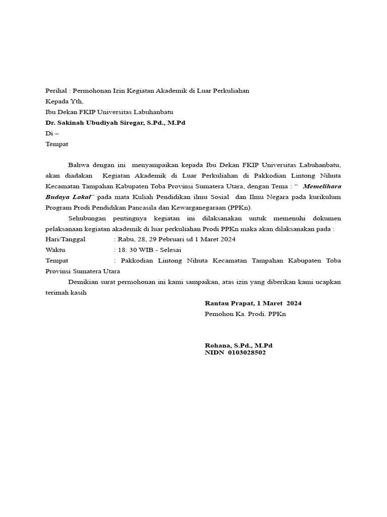 Surat Izin Keluar Kampus | PDF