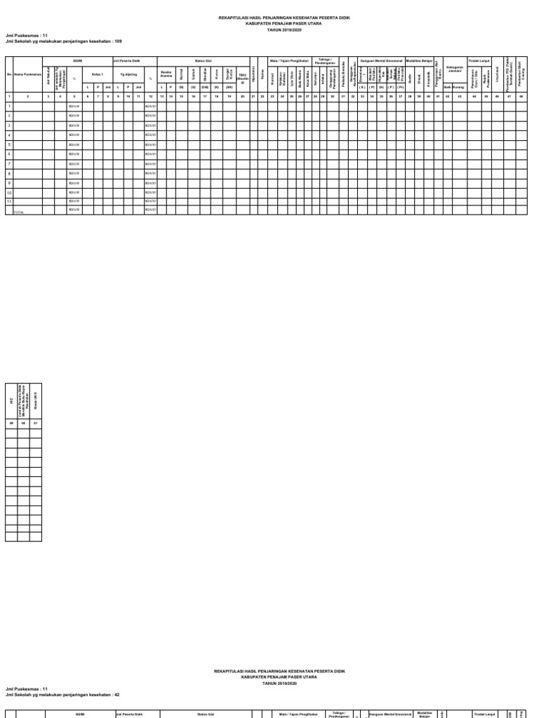 Form Penjaringan 2020 | PDF