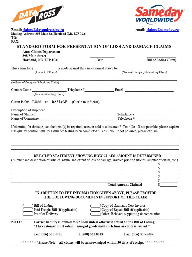 IntLoTr-Activity Claim Form v2.0 | PDF | Cargo