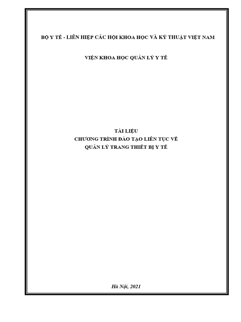 Tai Lieu Quan Ly Trang Thiet Bi Y Te | PDF