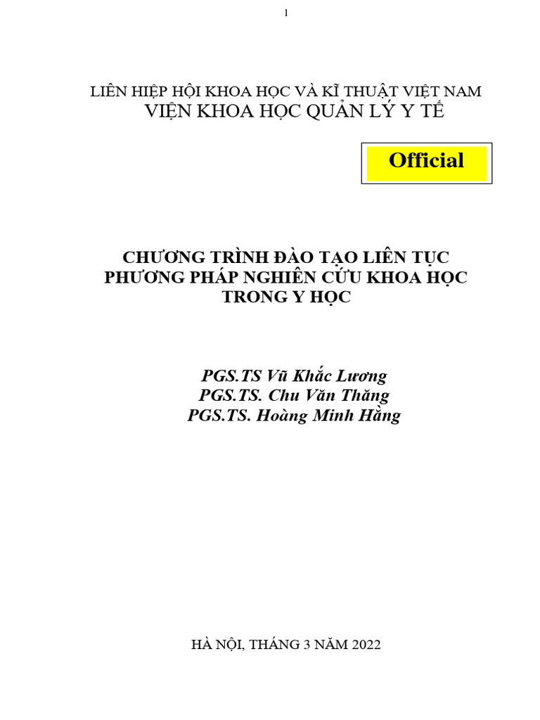 Chuong Trinh Phuong Phap Nghien Cuu Khoa Hoc Trong Y Hoc | PDF