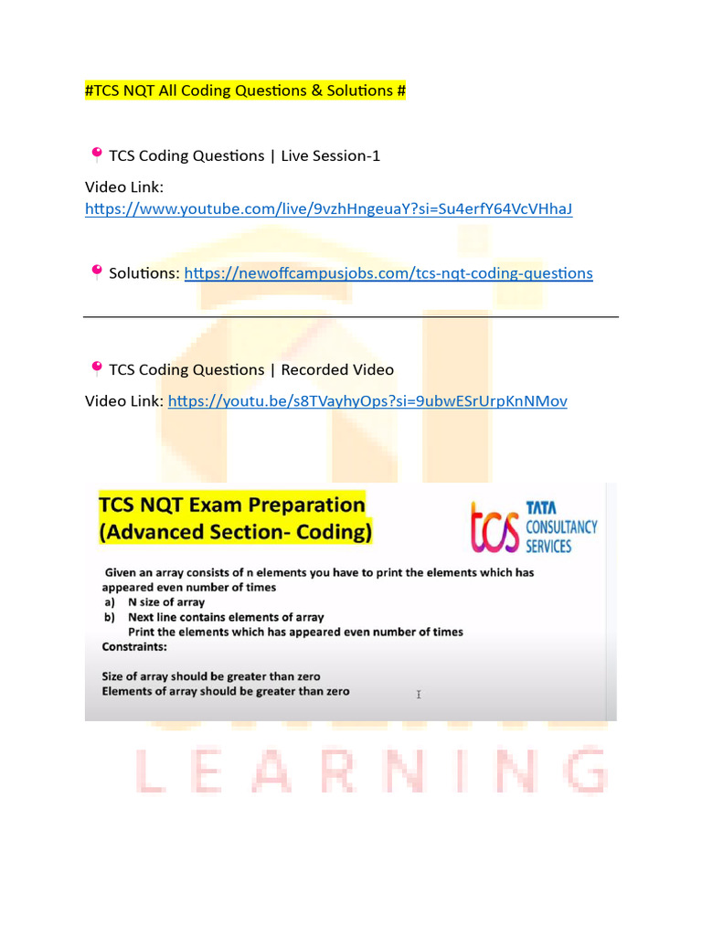 TCS NQT Coding Questions & Solutions | PDF | Namespace | Computer Engineering