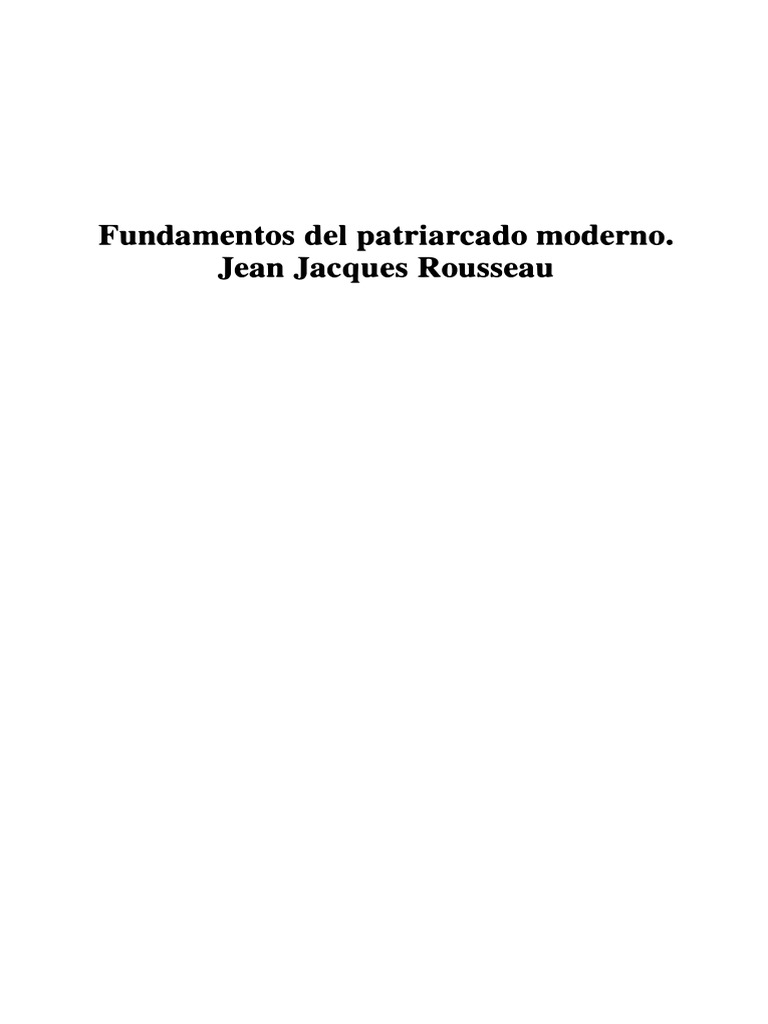 Fundamentos Del Patriarcado Moderno - Rosa Cobo | PDF | Jean-Jacques ...