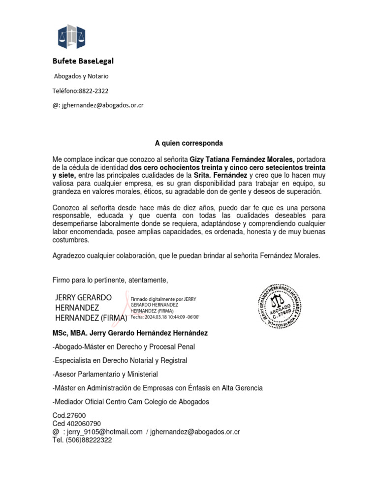 Carta Recomendación Gizy | PDF