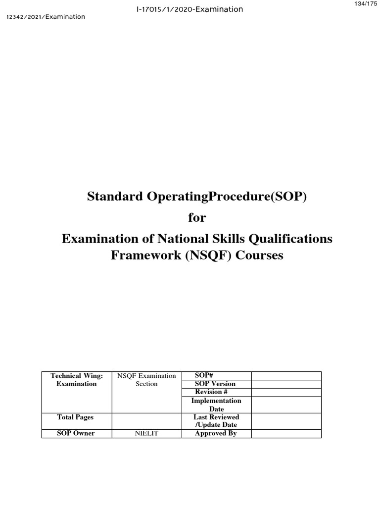 NSQF Examination SOP Overview | PDF | Vocational Education