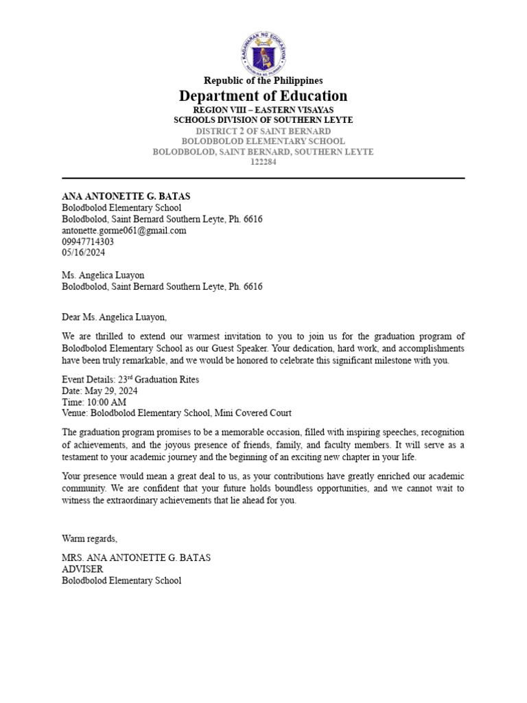 Guest's Invitation Letter | PDF