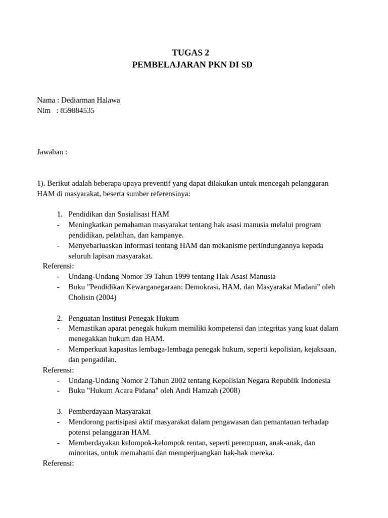 Tugas 2 Pembelajaran PKN Di SD | PDF | Politik