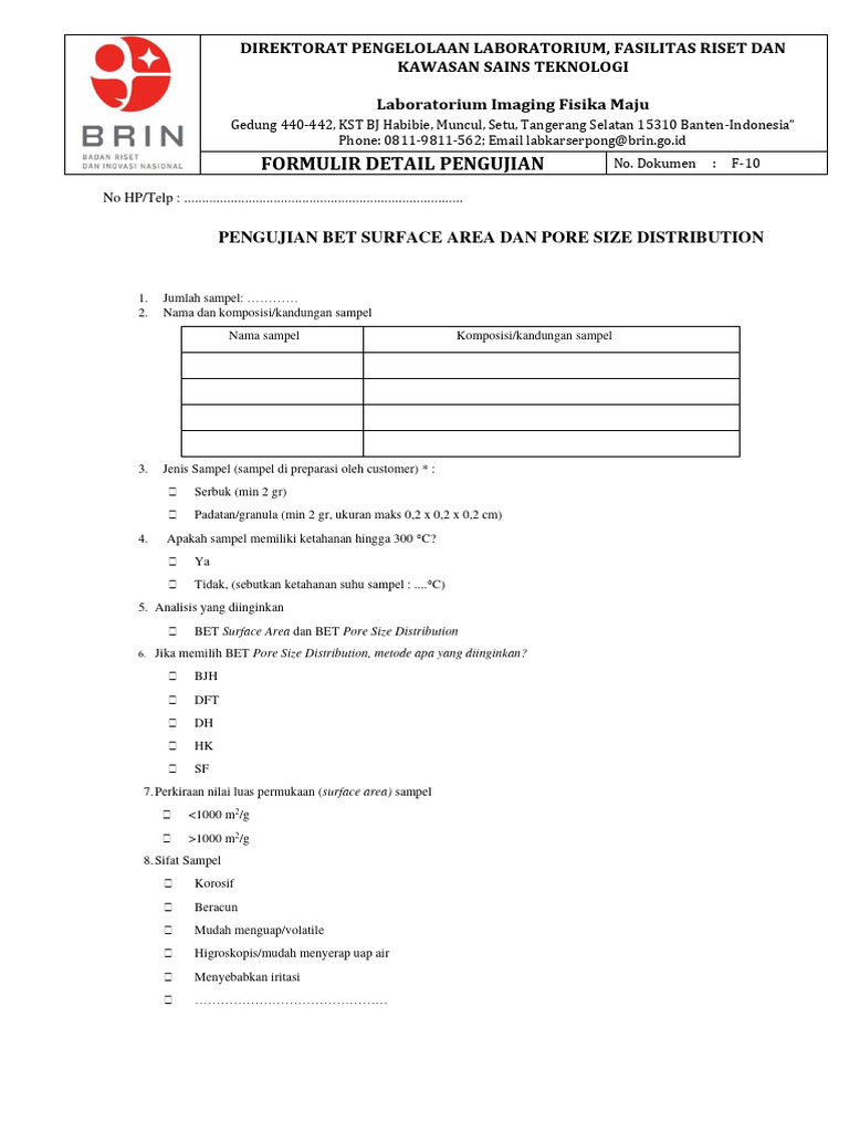 Form Layanan BRIN | PDF
