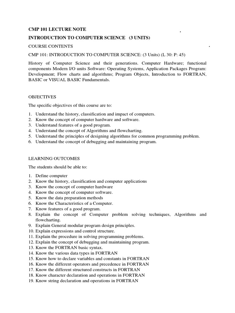 CMP 101 Introduction To Computer Science | PDF | Printer (Computing ... CMP 101 Introduction To Computer Science | PDF | Printer (Computing ...