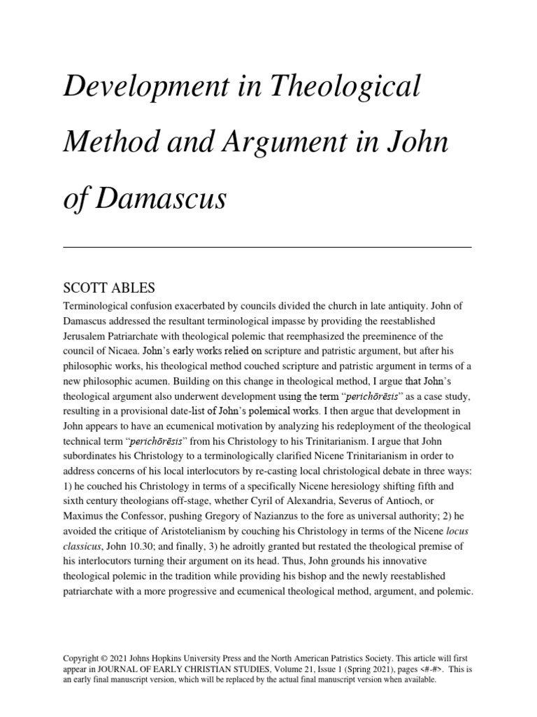 Development in Theological Method and Ar PERICHORESIS | PDF | Theology ...