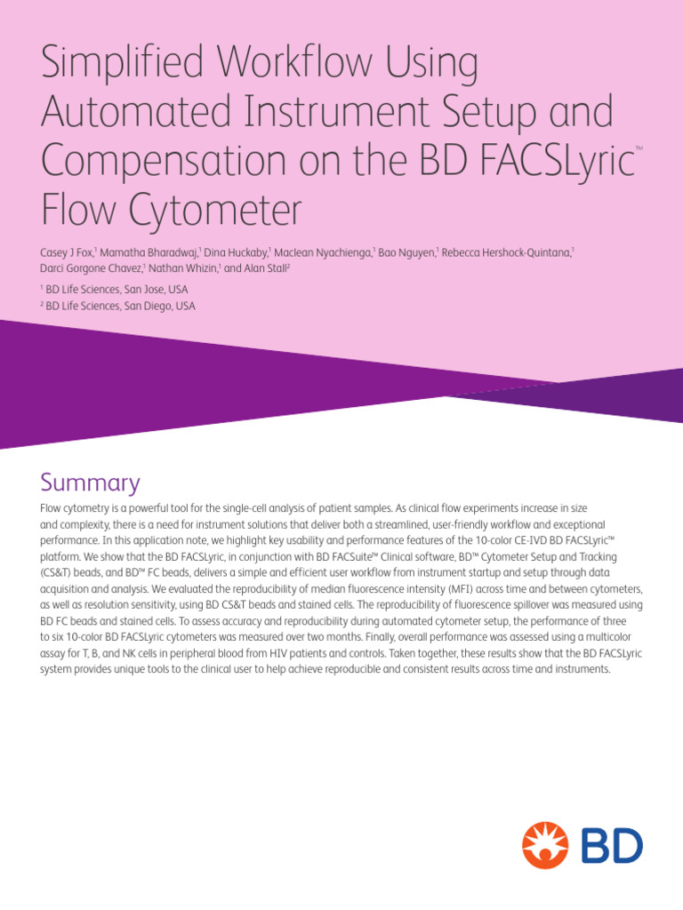 BD FACSLyric App Note Simplified Workflow | PDF | Flow Cytometry ...