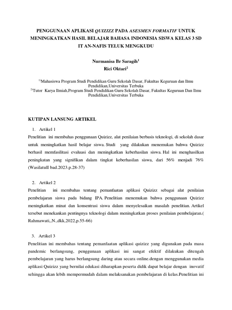 TT2 Karya Ilmiah - Nurmanisa BR Saragih - 856023299 | PDF | Ilmu Sosial | Komputer