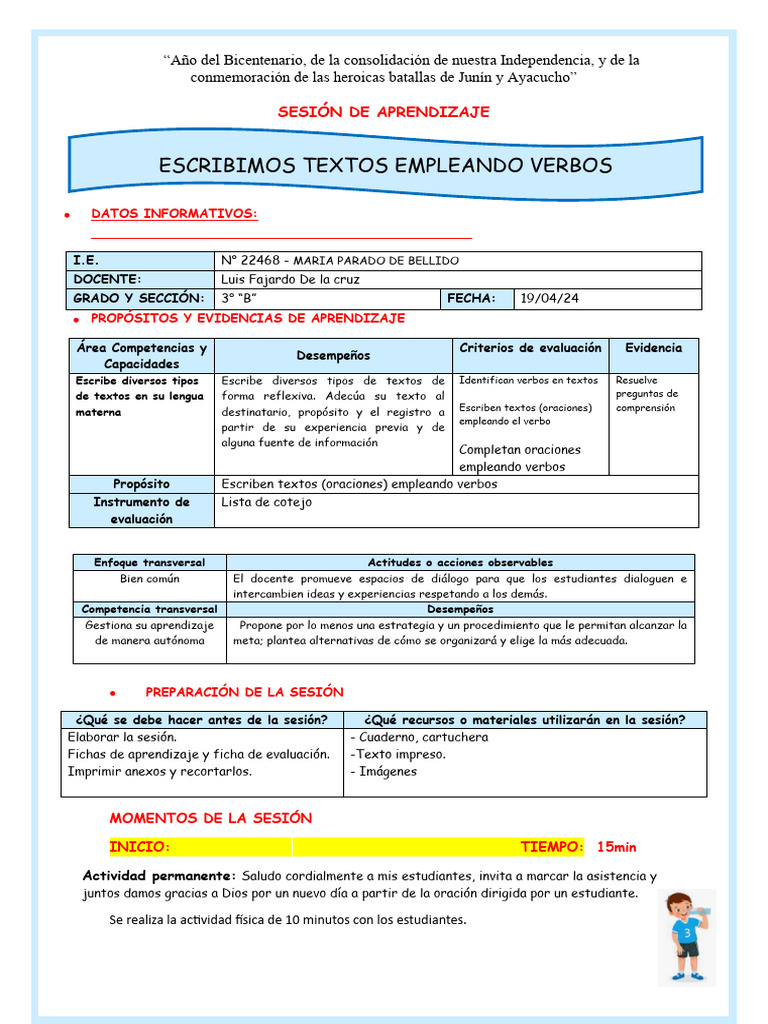 Aprendiendo Verbos en 3° "B" | PDF | Evaluación | Aprendizaje