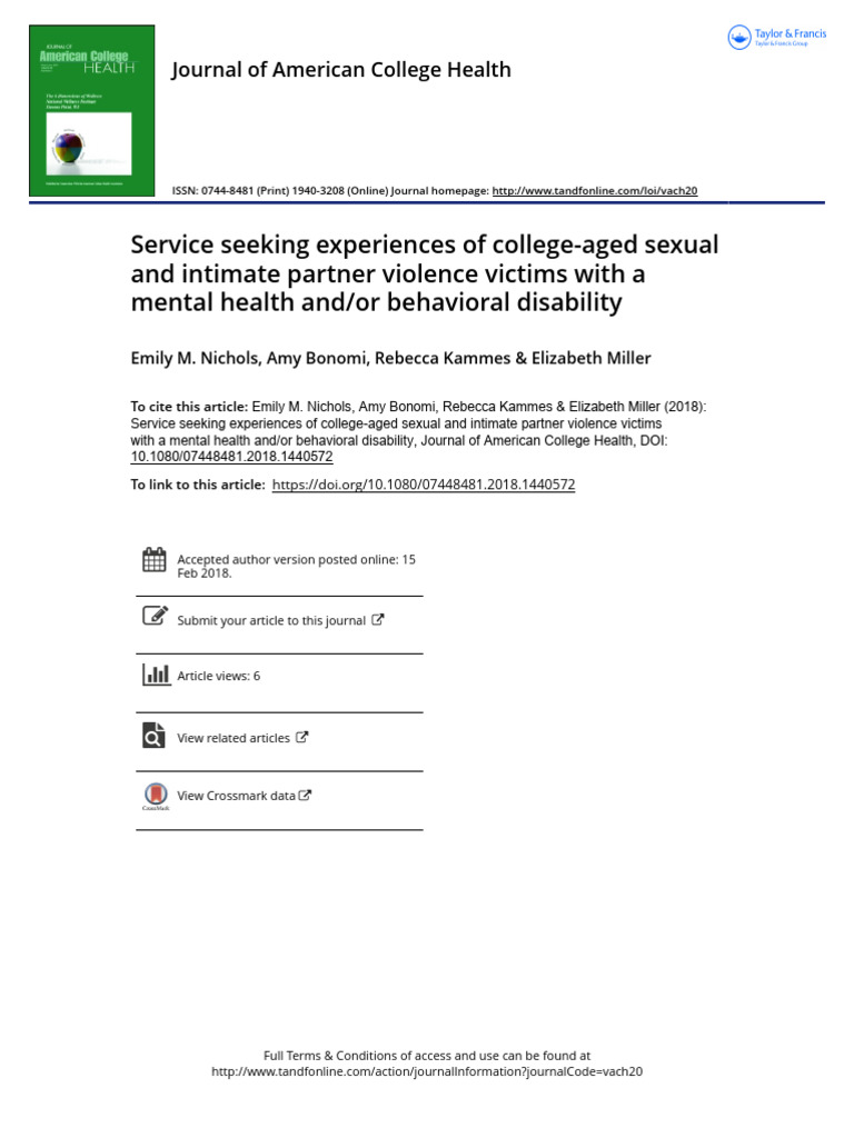 College Women's Service Seeking Post-Violence | PDF | Mental Disorder ...