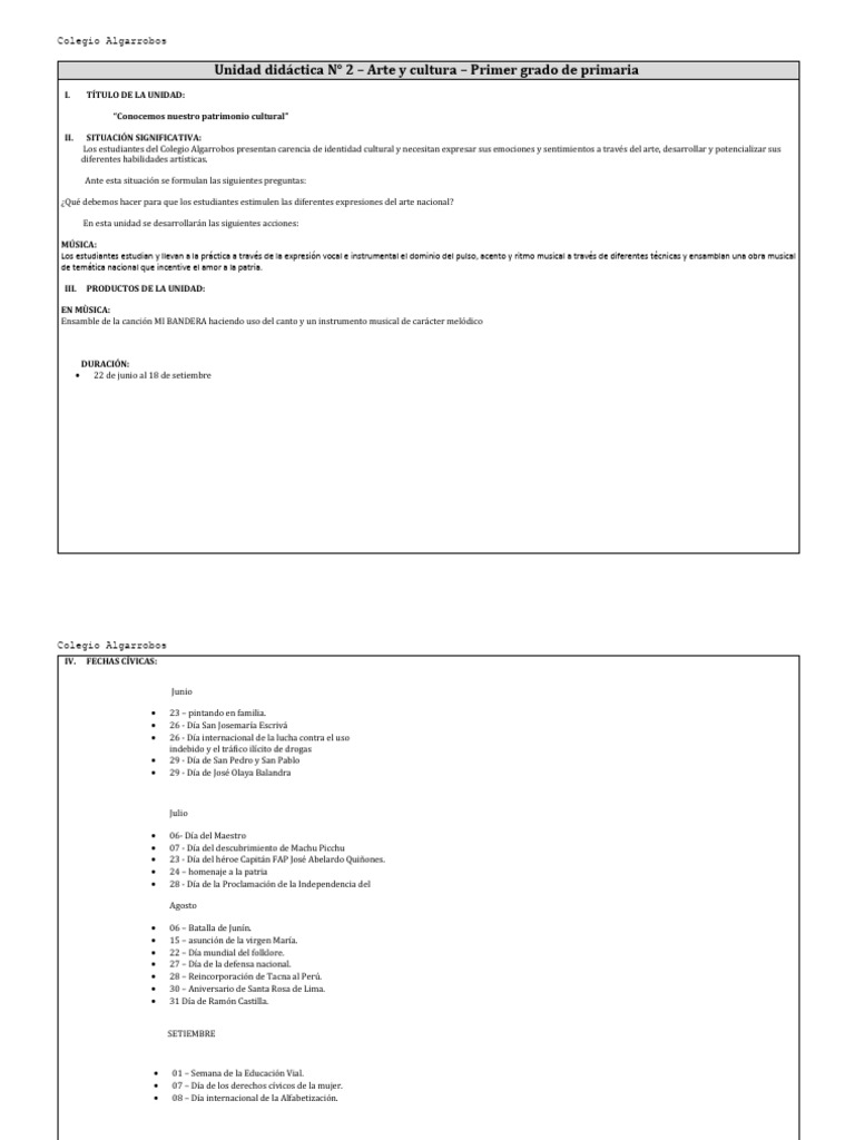 Unidad Virtual n2 1er Grado de Primaria 2020 | PDF | Dibujo
