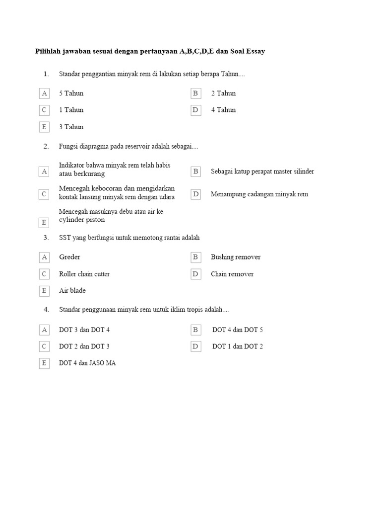 SOAL Produktif Semester 1 Kelas XII TBSM | PDF