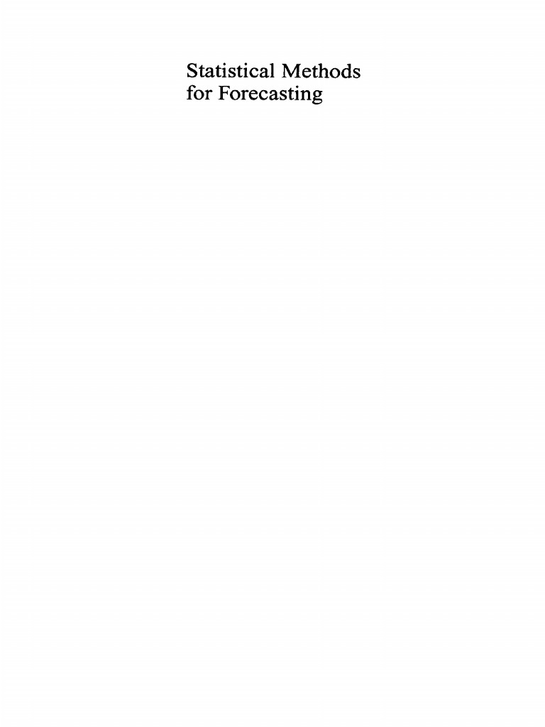 Statistical Methods For Forecasting - 1983 - Abraham - Frontmatter | PDF | Autoregressive ...