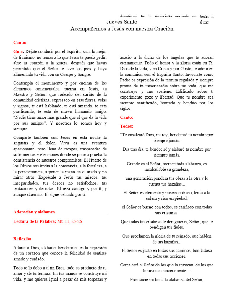 Adoración de Jueves Santo | PDF | eucaristía | Cristo (título)