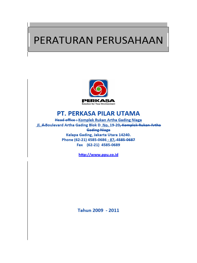 Contoh Draft Peraturan Perusahaan | PDF